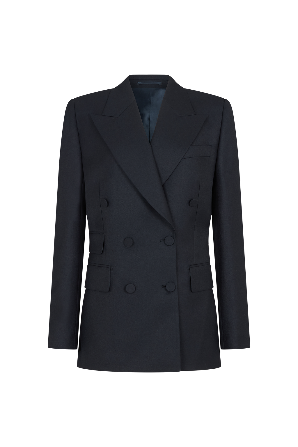 Double Breasted Jacket with Six Buttons in Wool Dark Navy – Savile Row ...